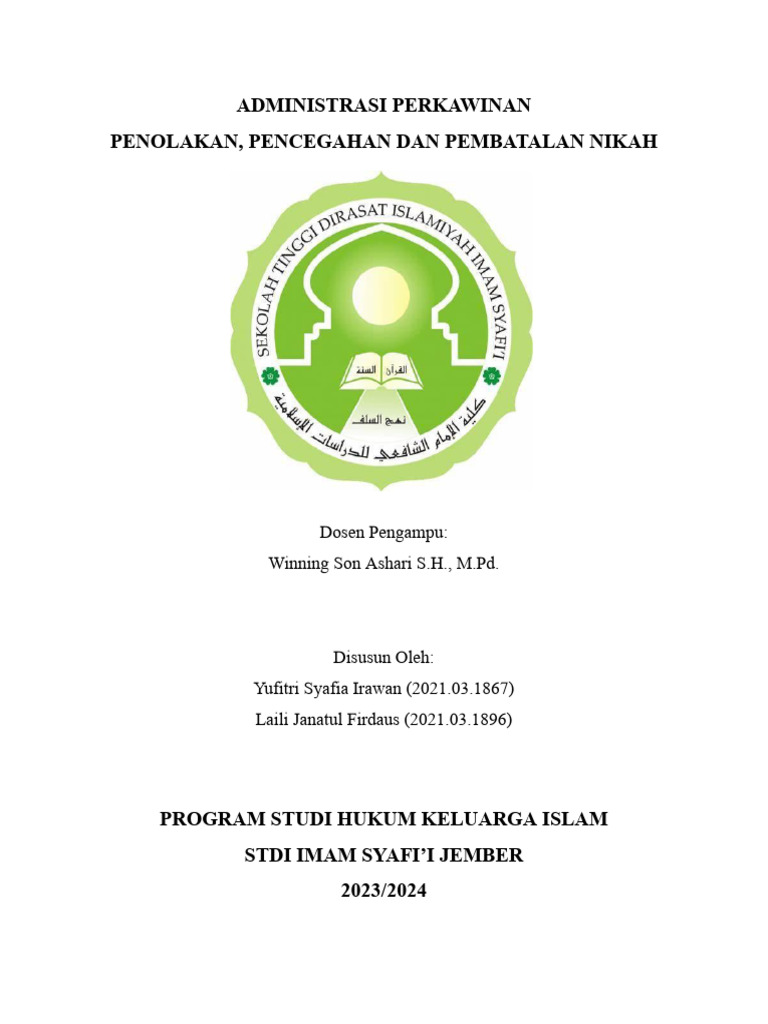 Penolakan, Pencegahan Dan Pembatalan Perkawinan | PDF