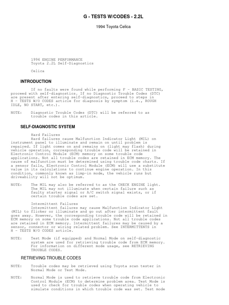 G Tests With Codes 2.2L | PDF | Throttle | Vehicles