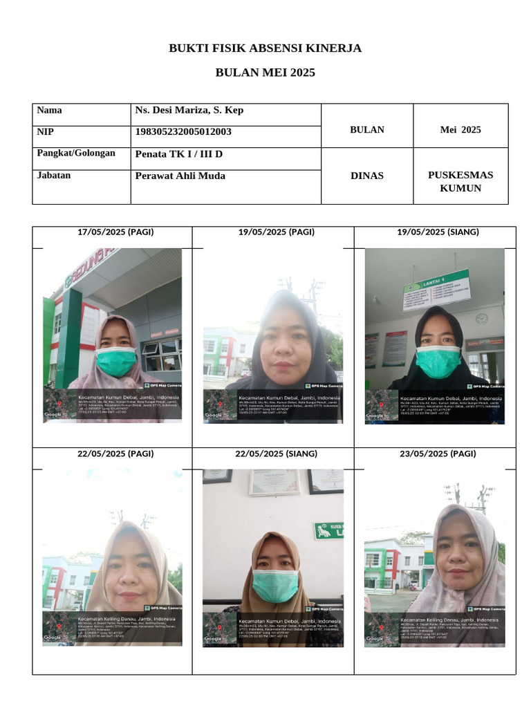 Bukti Fisik Absen Kinerja Mei Desi 2025 | PDF