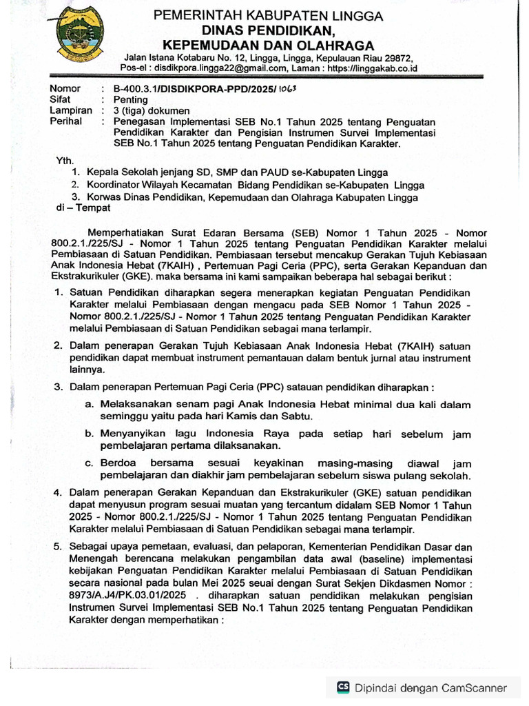 SEB Penguatan Pendidikan Karakter Dan Pengisian Instrumen Survei Implementasi | PDF