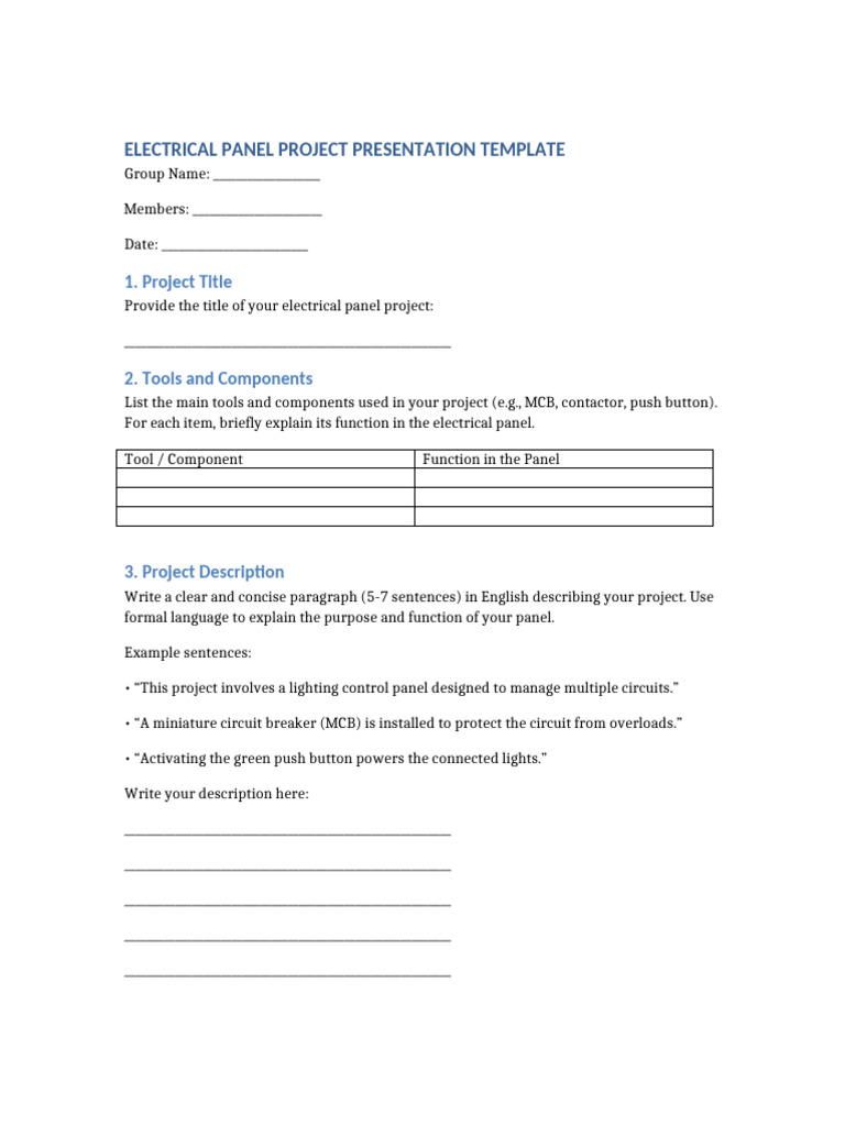 Electrical Panel Project Presentation Template | PDF