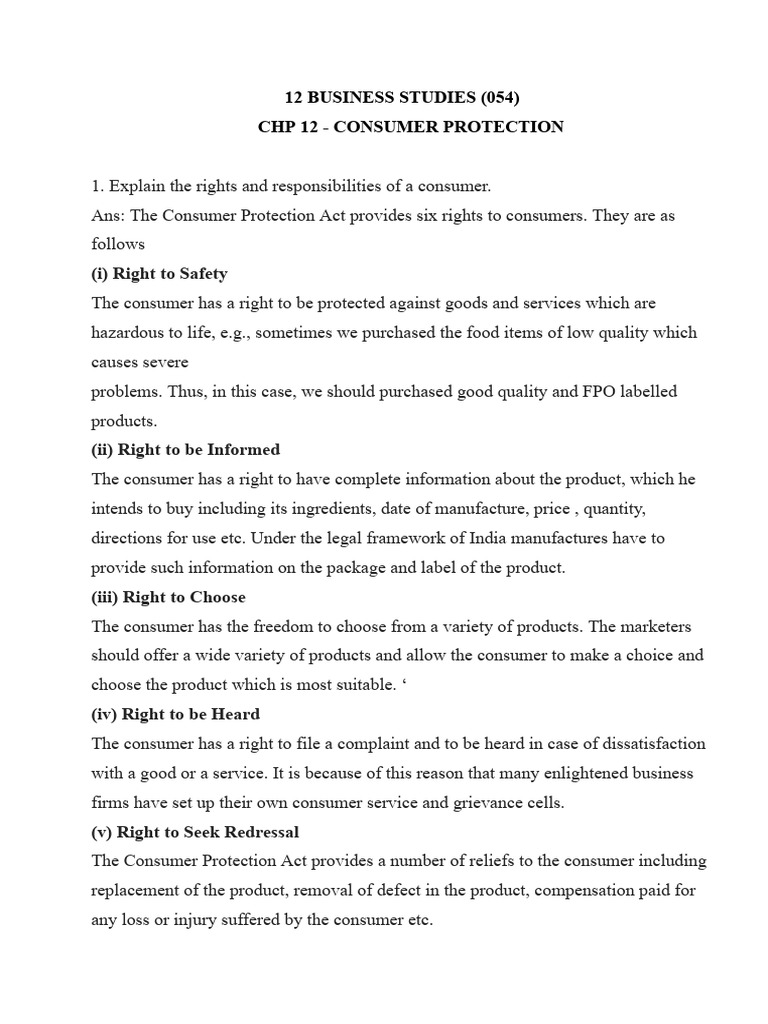 12 B.S CHP 12 Consumer Prot | PDF | Consumer Protection | Justice