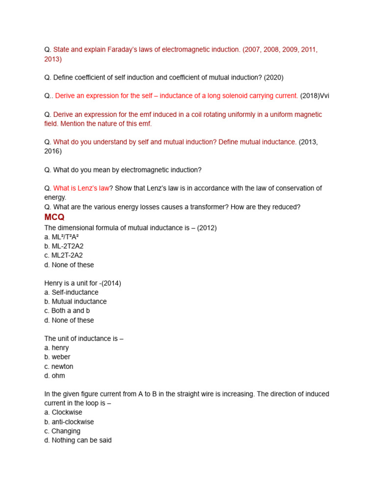 CHP 6 Emi Most Important Question | PDF