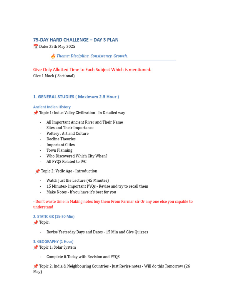 75 Day Hard Challenge Day 3 | PDF