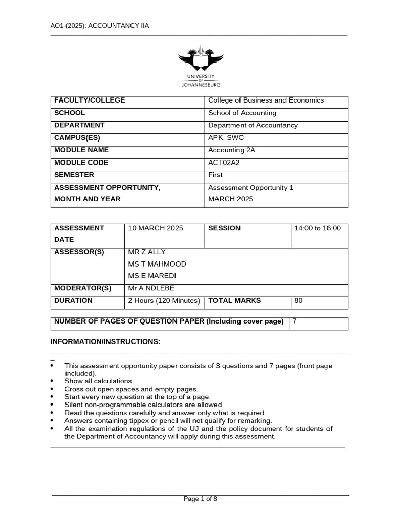 ASS1 2025 (IIA) Question Final | PDF | Expense | Income
