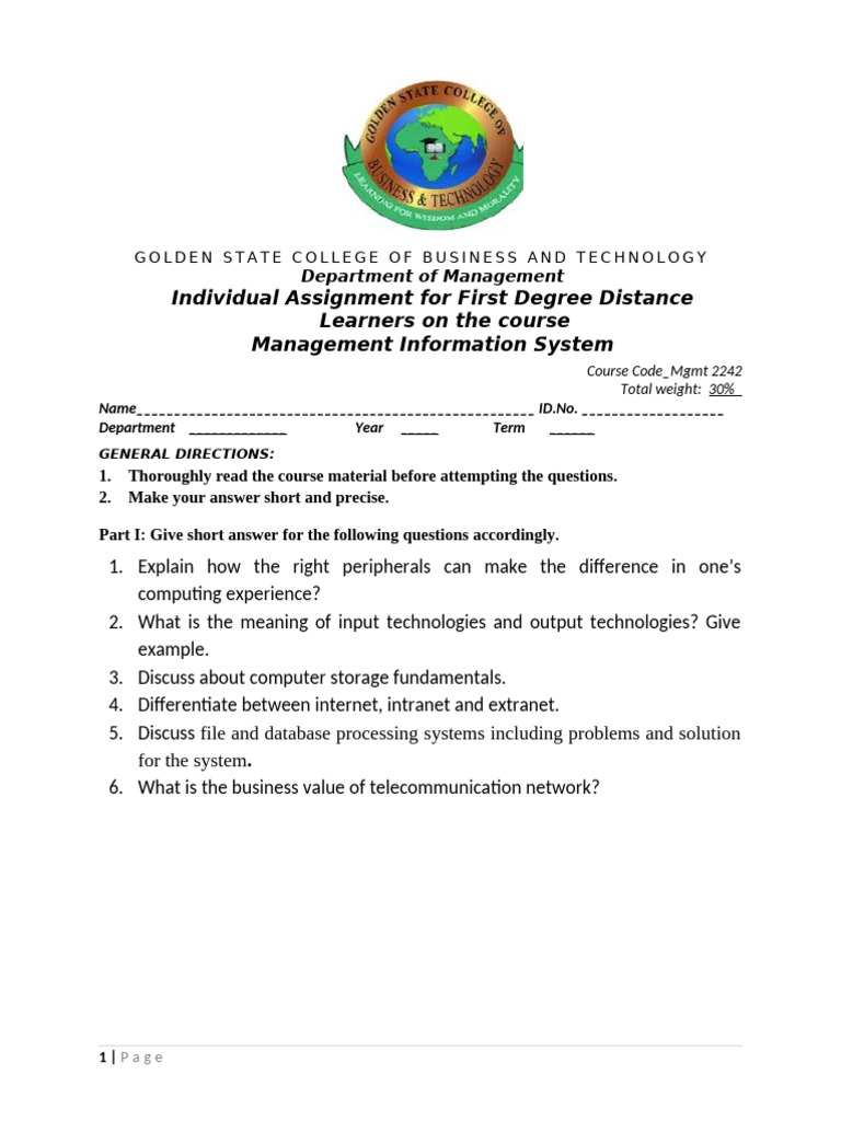 MIS Assignment | PDF