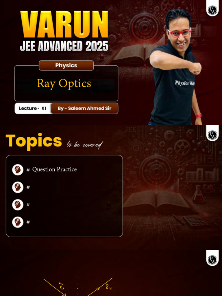 Ray Optics 01 - Class Notes - Varun JEE Advanced 2025 | PDF
