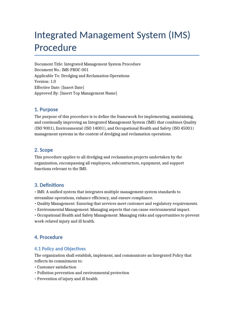 Integrated Management System Procedure | PDF | Regulatory Compliance ...