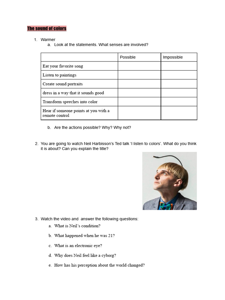 Exploring Neil Harbisson's Color Perception | PDF
