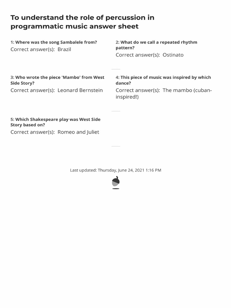 Starter Quiz Answers | PDF