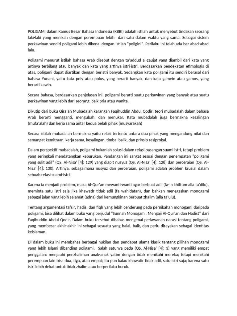 POLIGAMI Dalam Perspektif Mubadalah | PDF