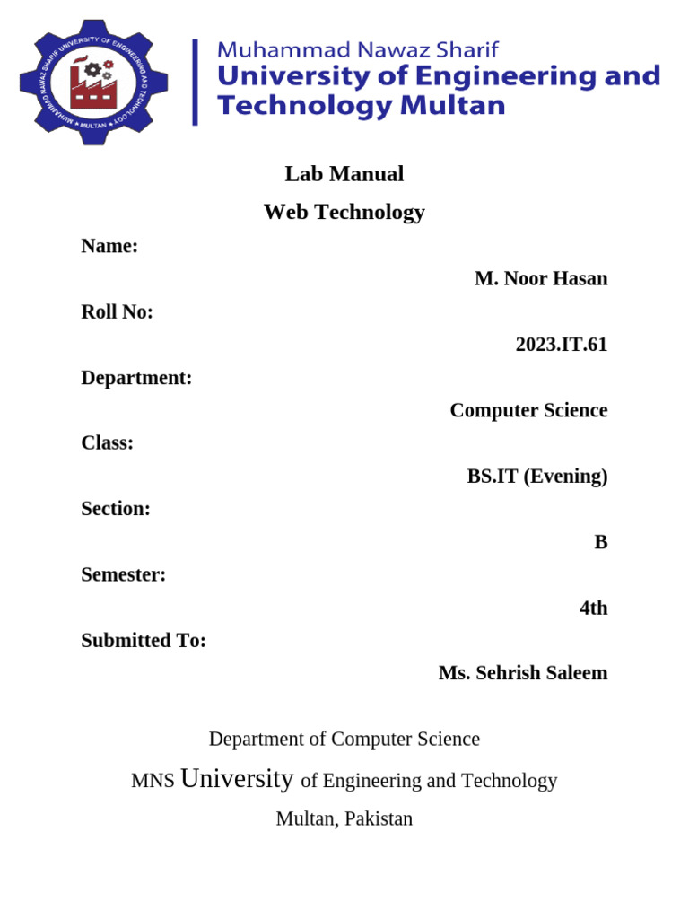 Lab Manual Web Technologysher | PDF | World Wide Web | Internet & Web