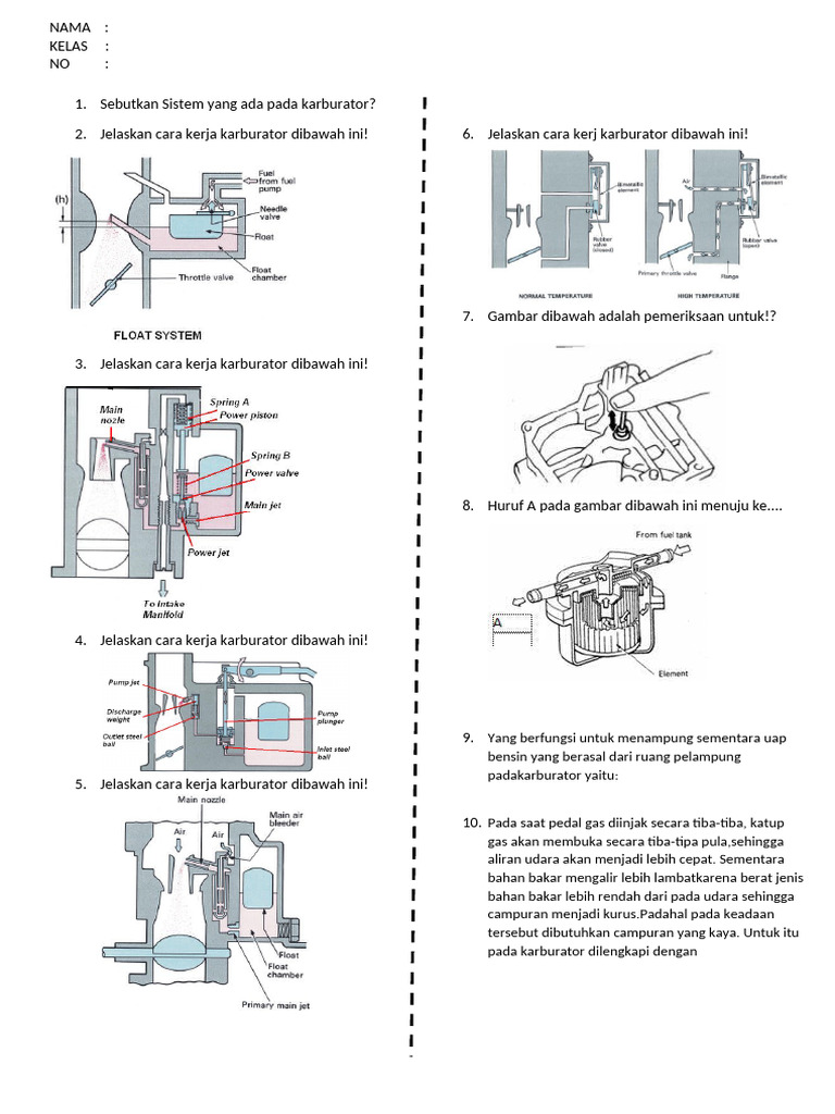 Soal Esai Karburator | PDF