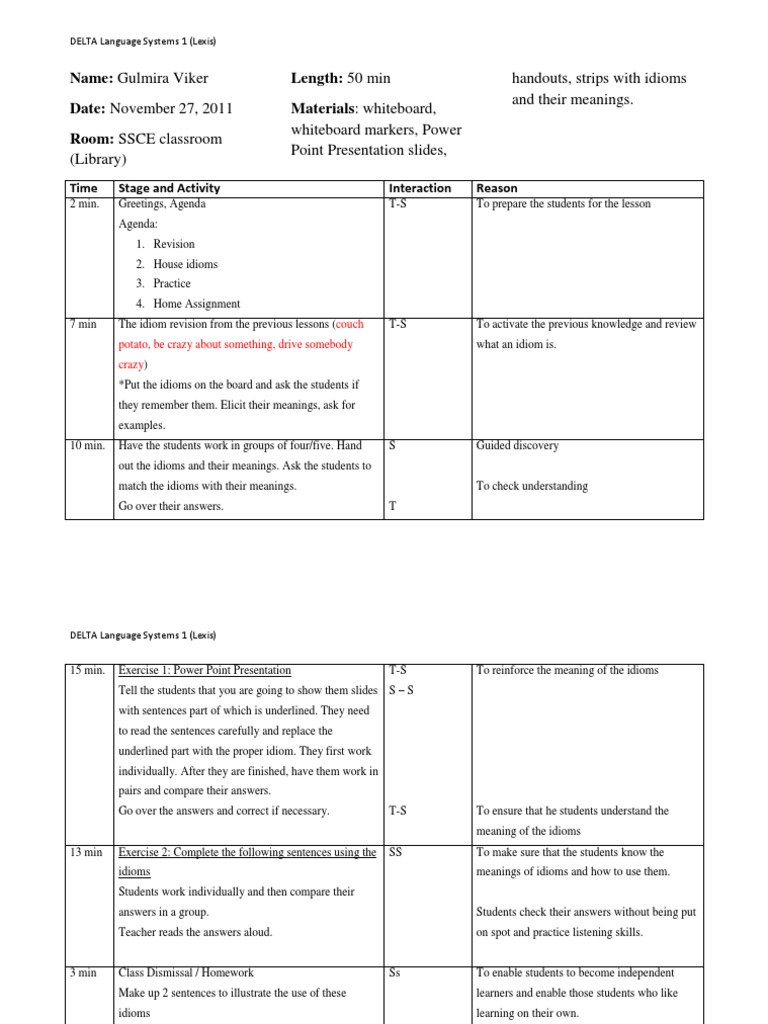 Lesson Plan (Lexis) | PDF