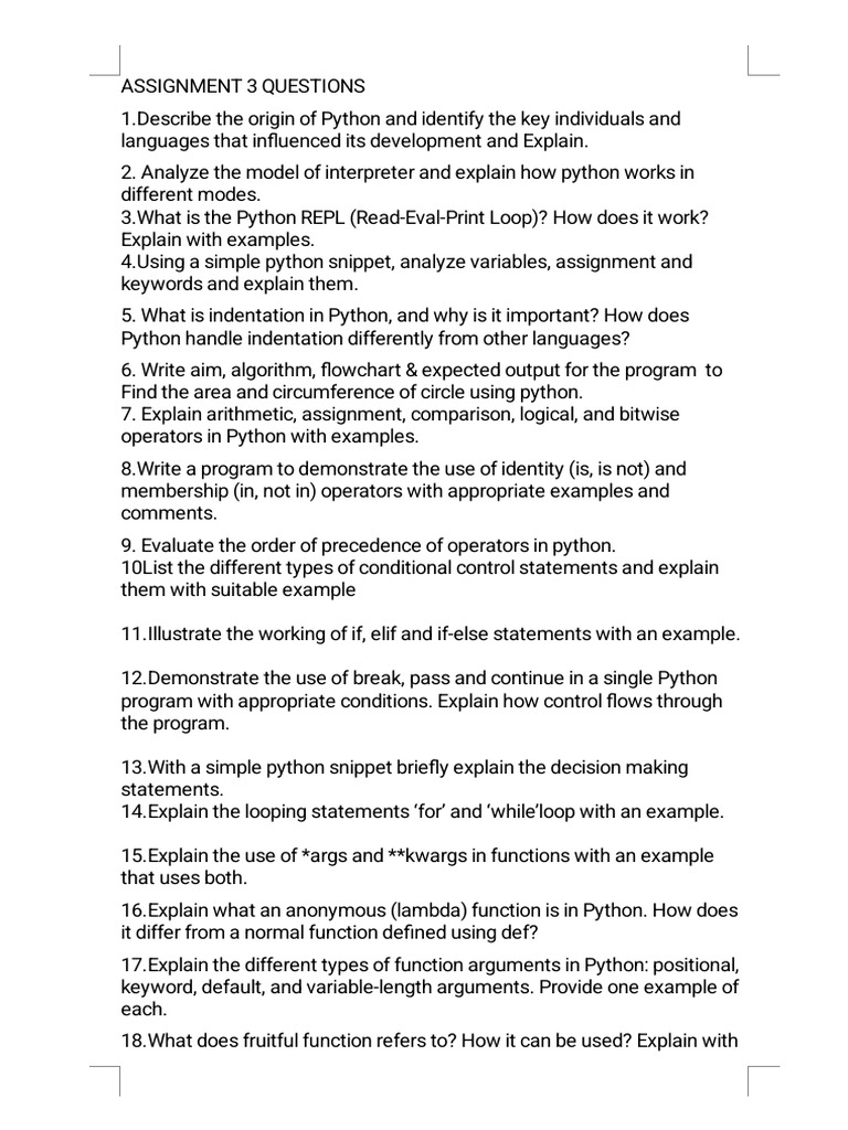 Assignment Questions | PDF