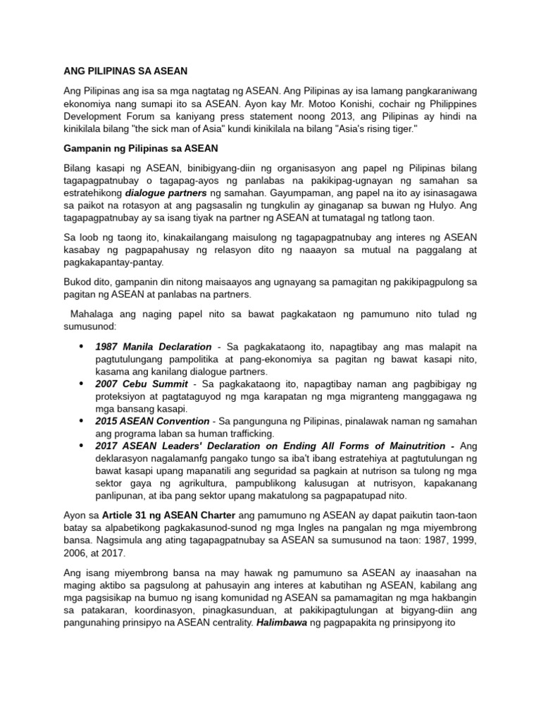 Ang Pilipinas Sa ASEAN | PDF