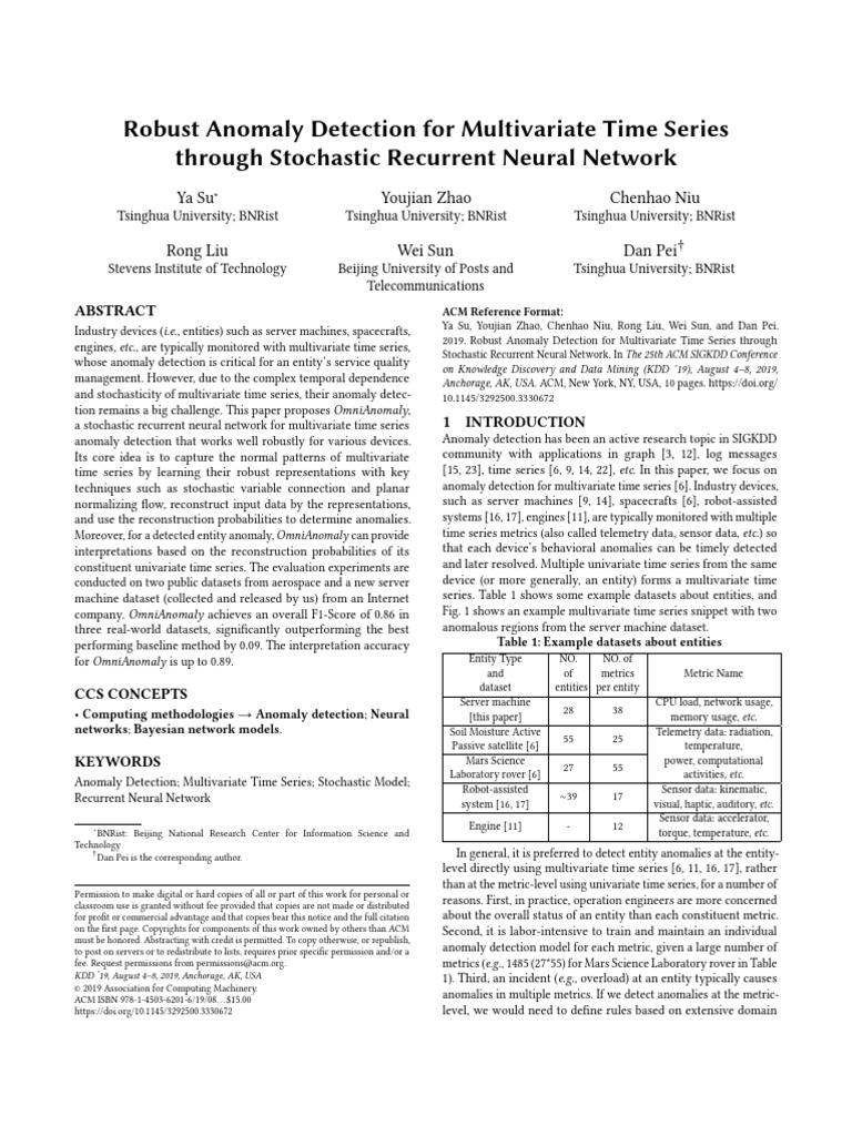 Robust Anomaly Detection For Multivariate Time Series Through Stochastic Recurrent Neural ...
