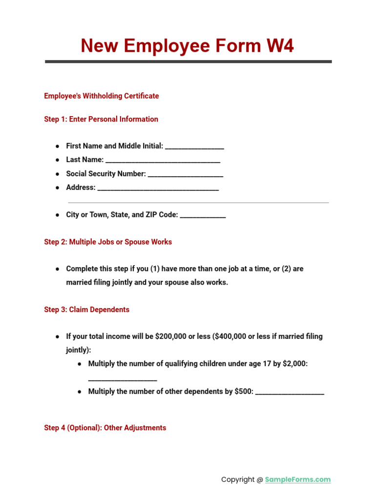 New Employee Form W4 | PDF