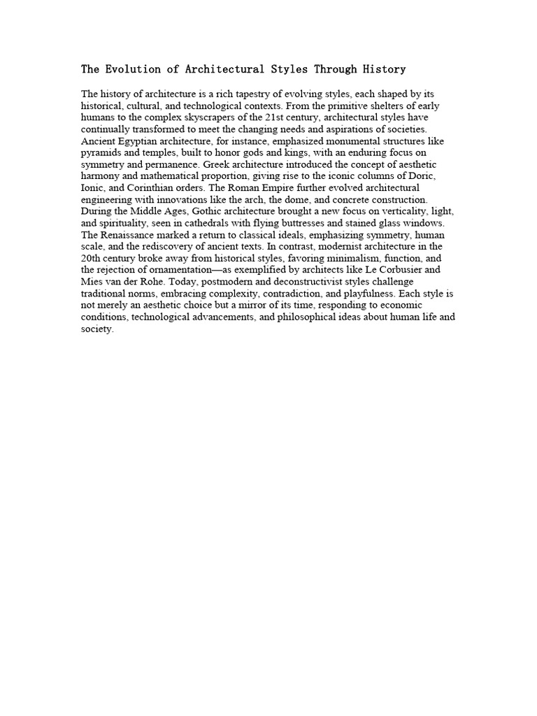 The Evolution of Architectural Styles Through Hist | PDF