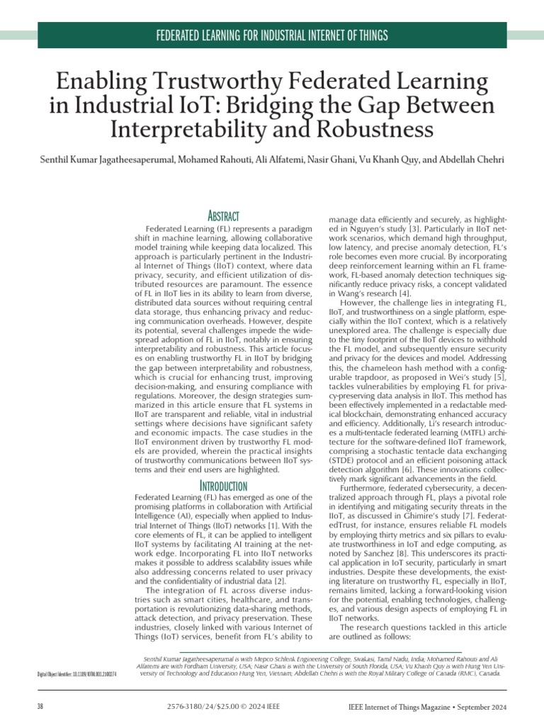 Enabling Trustworthy Federated Learning in Industrial IoT Bridging The ...