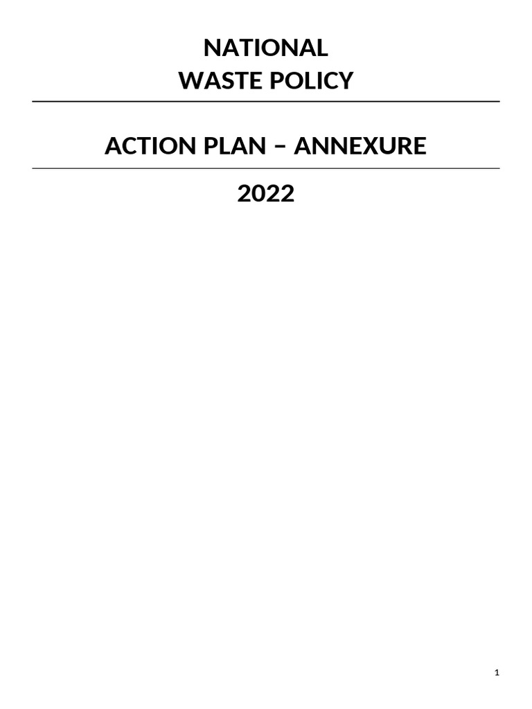 National Waste Policy Action Plan Annexure 2022 | PDF | Recycling | Waste