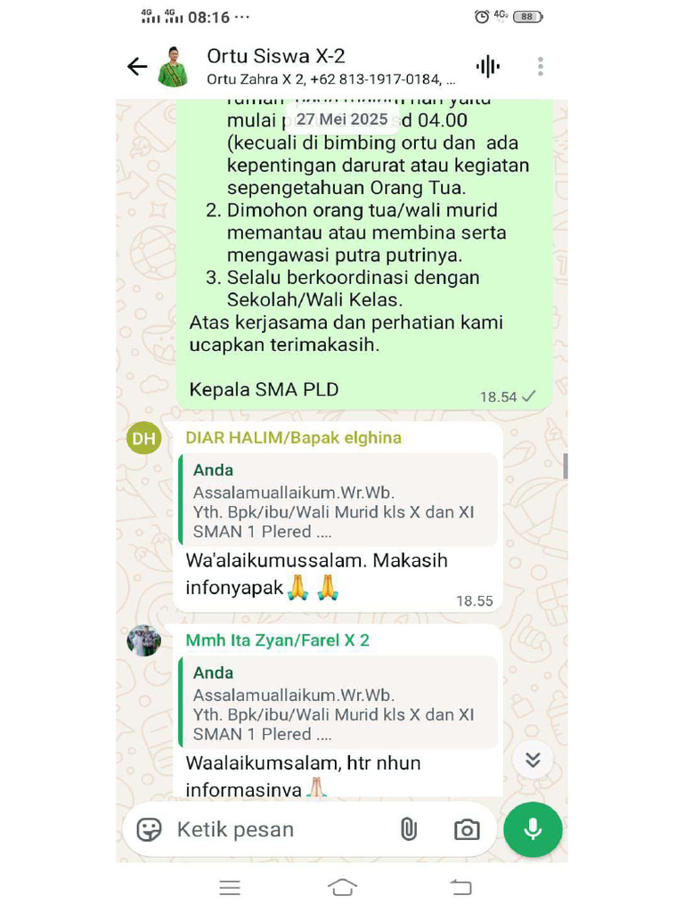 Wa Group Ortu Siswa X.2 | PDF