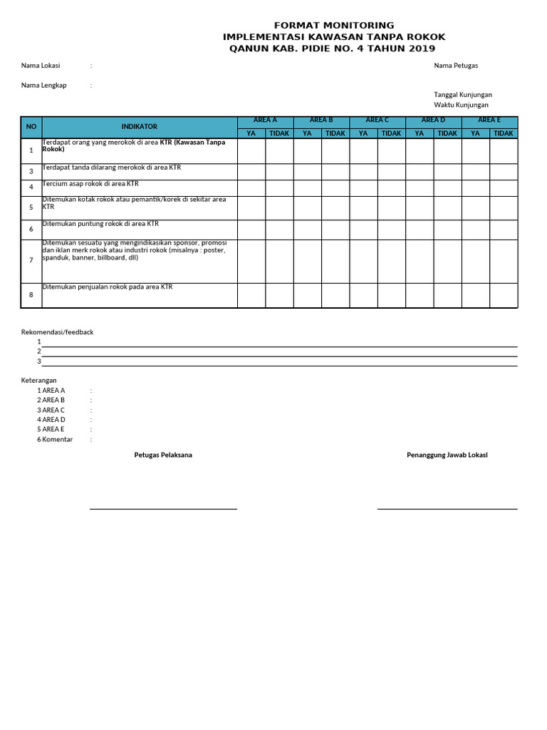 Form Penilaian Penerapan KTR | PDF