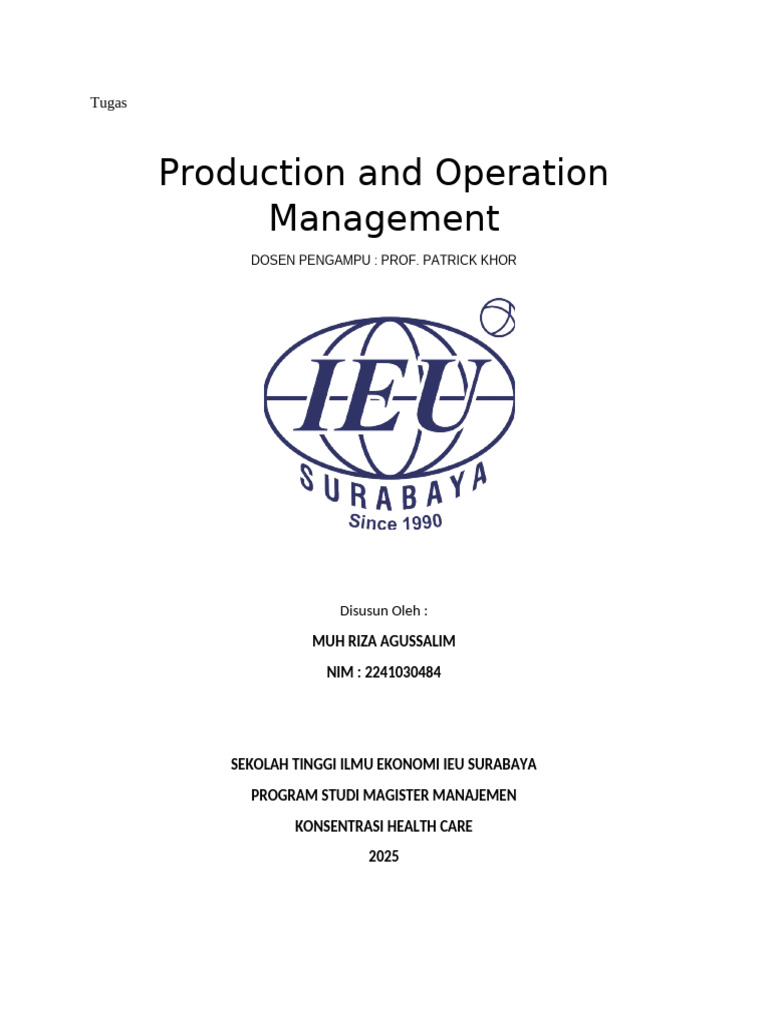 Tugas Production and Operation Management | PDF | Leadership | Economies