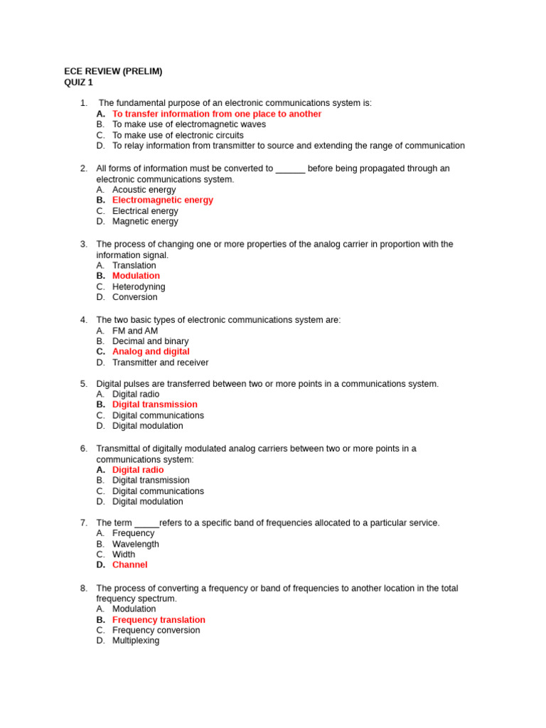 Ece Review Questions | PDF | Modulation | Frequency Modulation