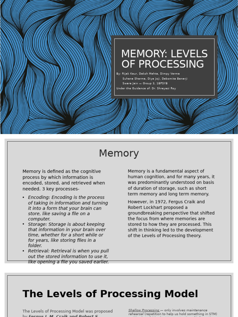 Levels of Processing | PDF | Recall (Memory) | Memory