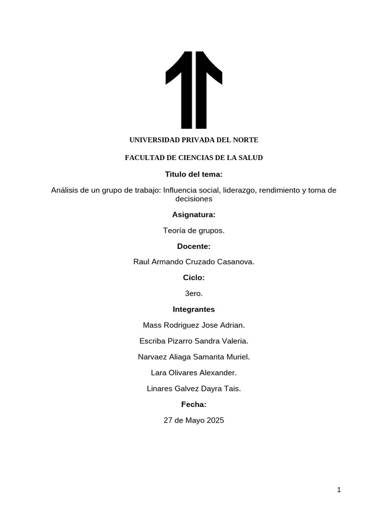 Análisis de Influencia y Liderazgo Grupal | PDF | Liderazgo | Toma de ...