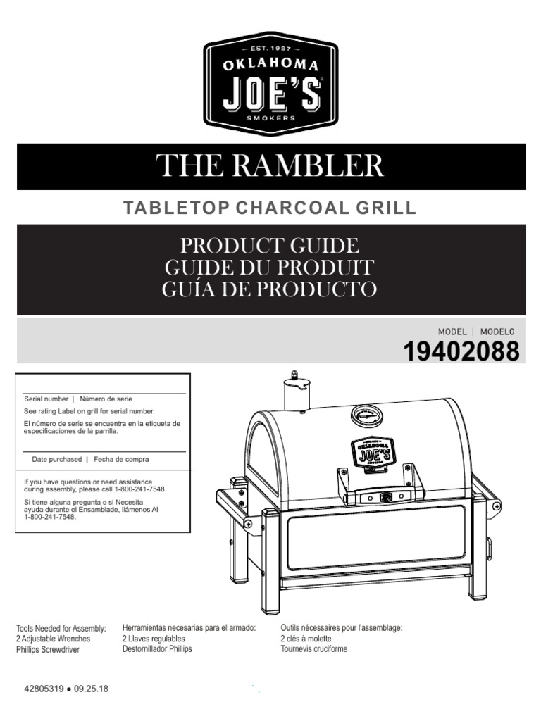 Oklahoma Rambler Charcoal Grill | PDF | Barbecue Grill | Fires