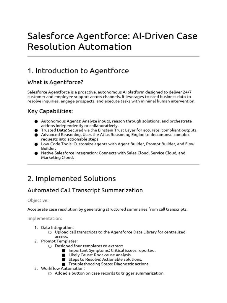 Salesforce Agentforce_ AI-Driven Case Resolution Automation | PDF | Automation | Computing