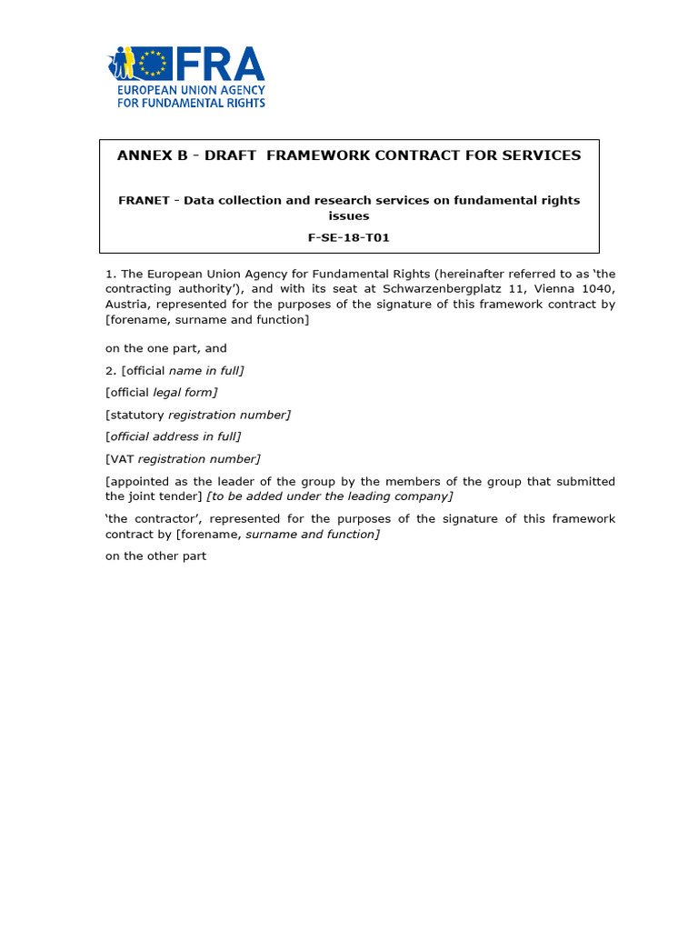 Annex B Draft Framework Services Contract F Se 18 t01 | PDF | Electronic Data Interchange ...