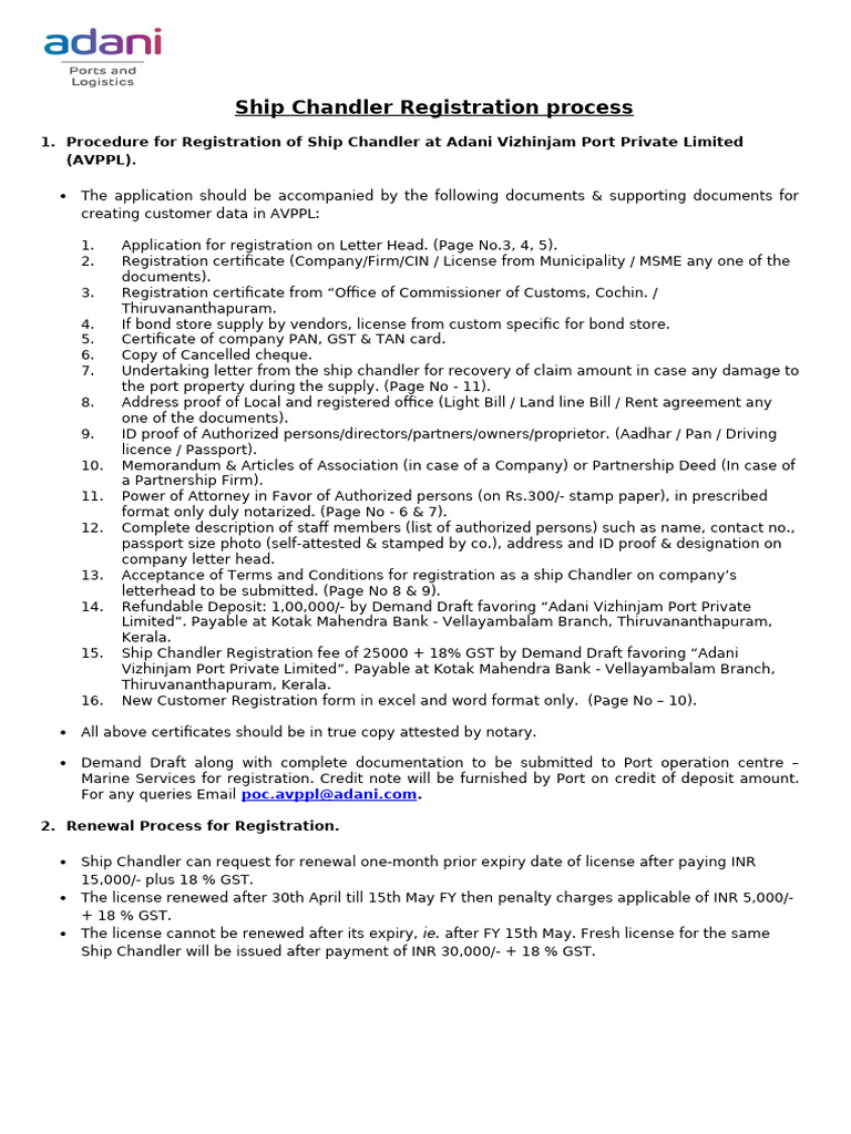 Ship Chandler Registration Process | PDF | Banks | Notary Public
