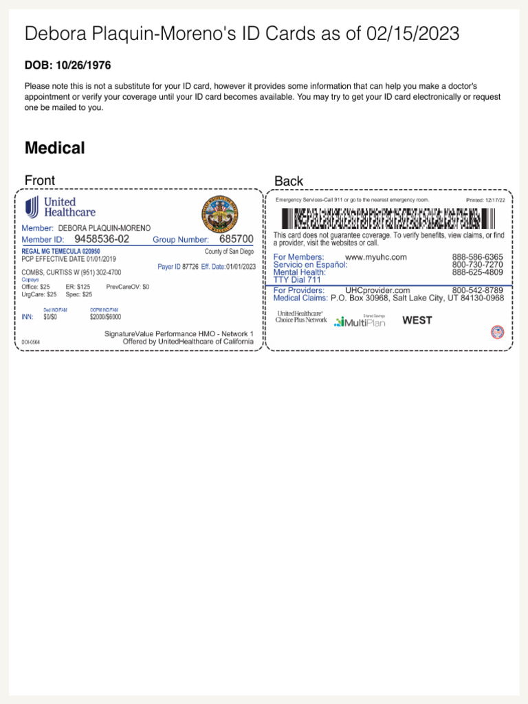 Uhc Id Cards | PDF
