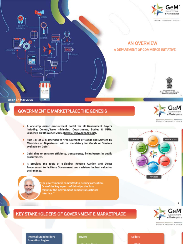 Gem Overview PPT May 2025 - 1747217640 | PDF | Auction | Procurement