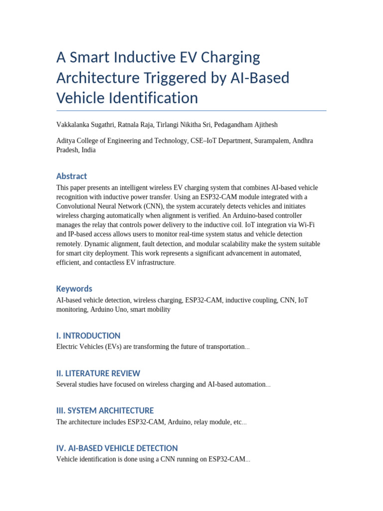 Smart Inductive EV Charging AI IEEE Format | PDF