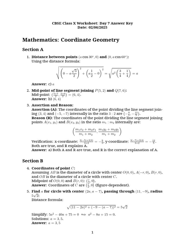 Mathematics: Coordinate Geometry: Section A | PDF | Sodium Bicarbonate | Sodium Carbonate