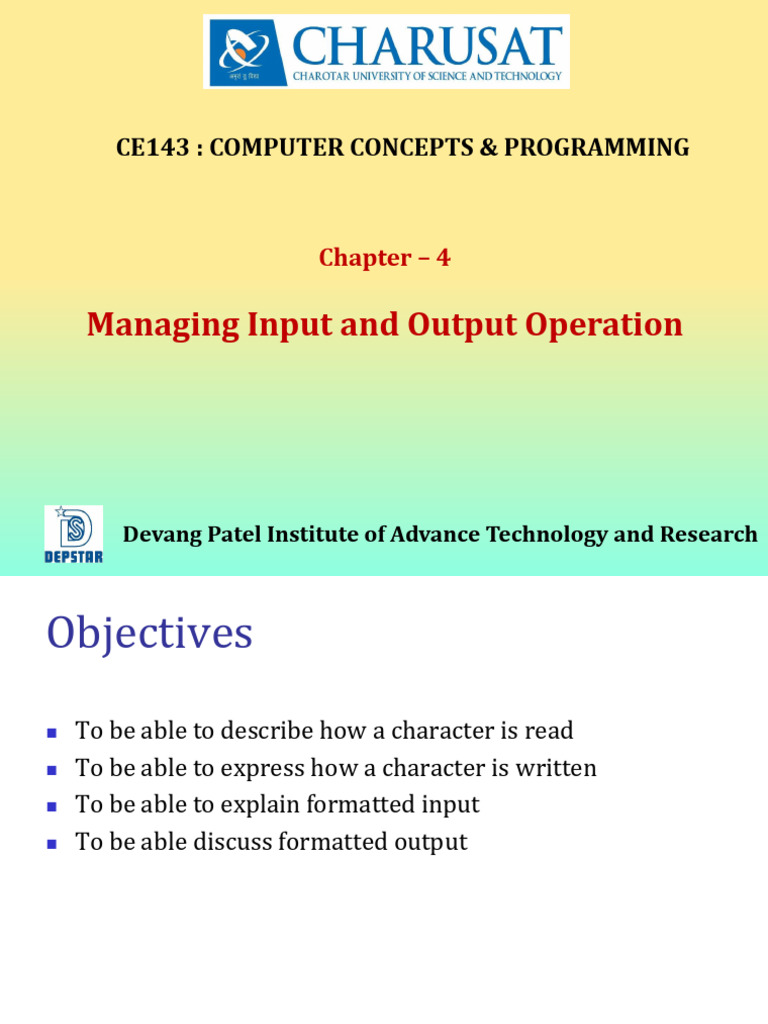 Chapter - 4 Managing Input Output Operations | PDF | Computer Standards | Computer Libraries