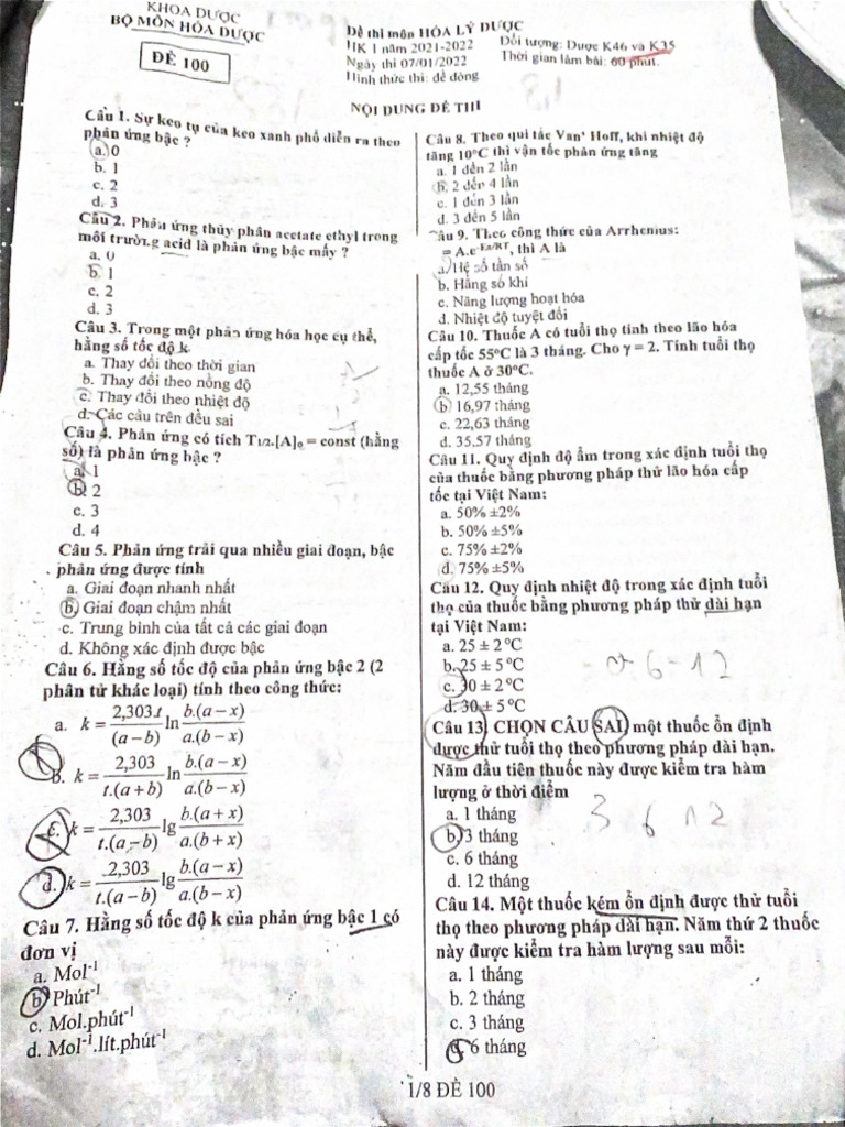 Hóa Lý Dược k46 | PDF