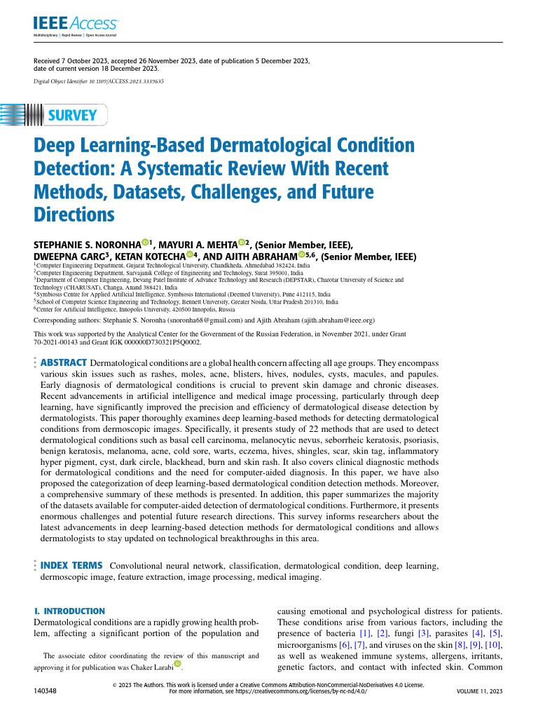 Deep Learning-Based Dermatological Condition Detection A Systematic Review With Recent Methods ...