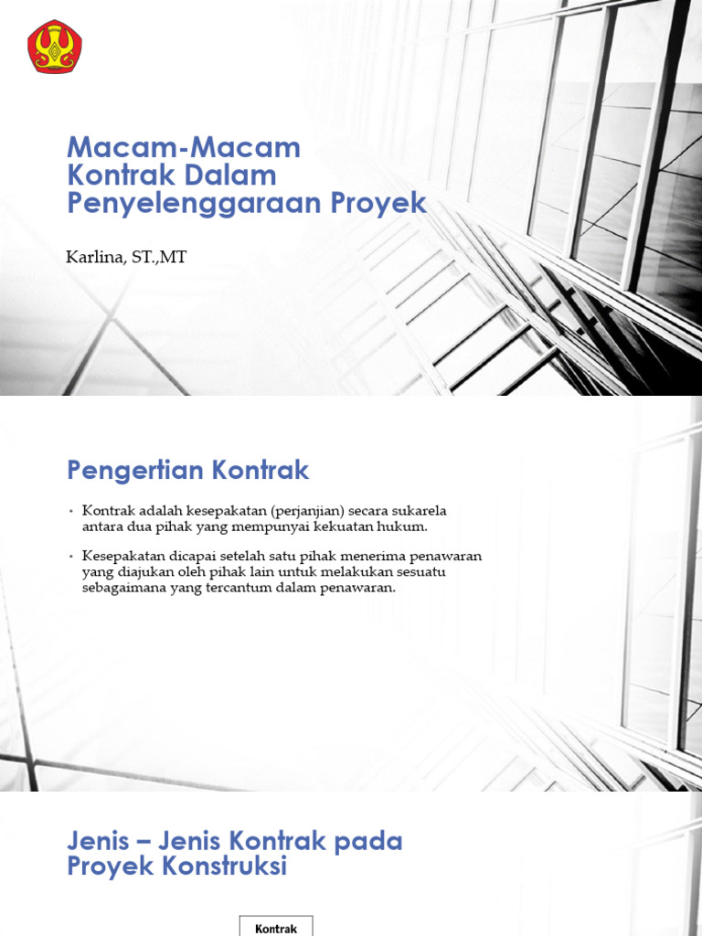 Macam - Macam Kontrak Dalam Penyelenggaraan Proyek | PDF