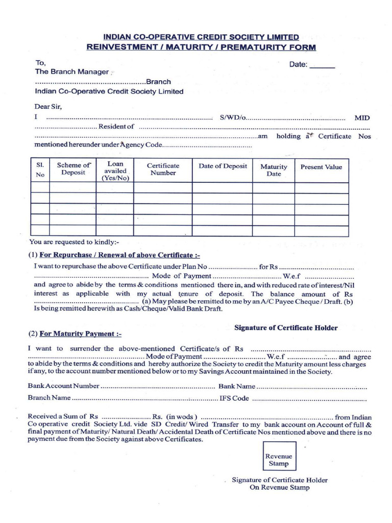 Maturity Form 2025 | PDF