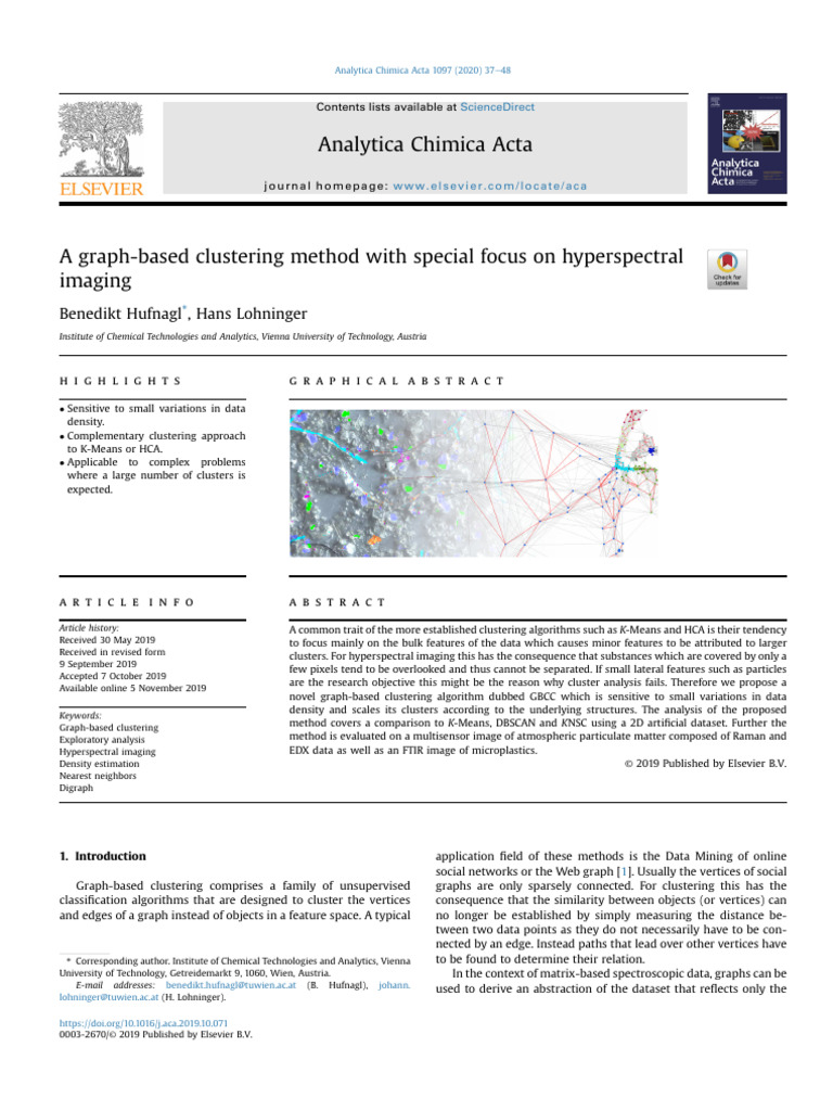 A Graph-Based Clustering Method With Special Focus On Hyperspectral Imaging | PDF | Cluster ...