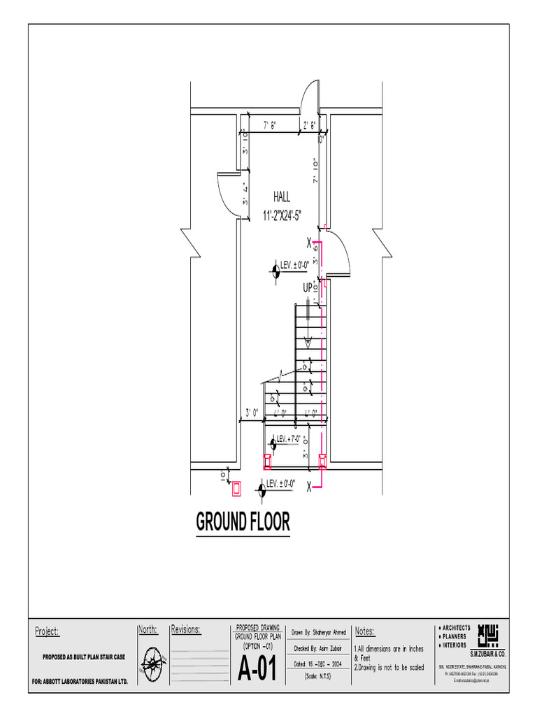 Proposed m.s. Stair Case Plan & Section (Abbott. Lab.) Option -01 | PDF