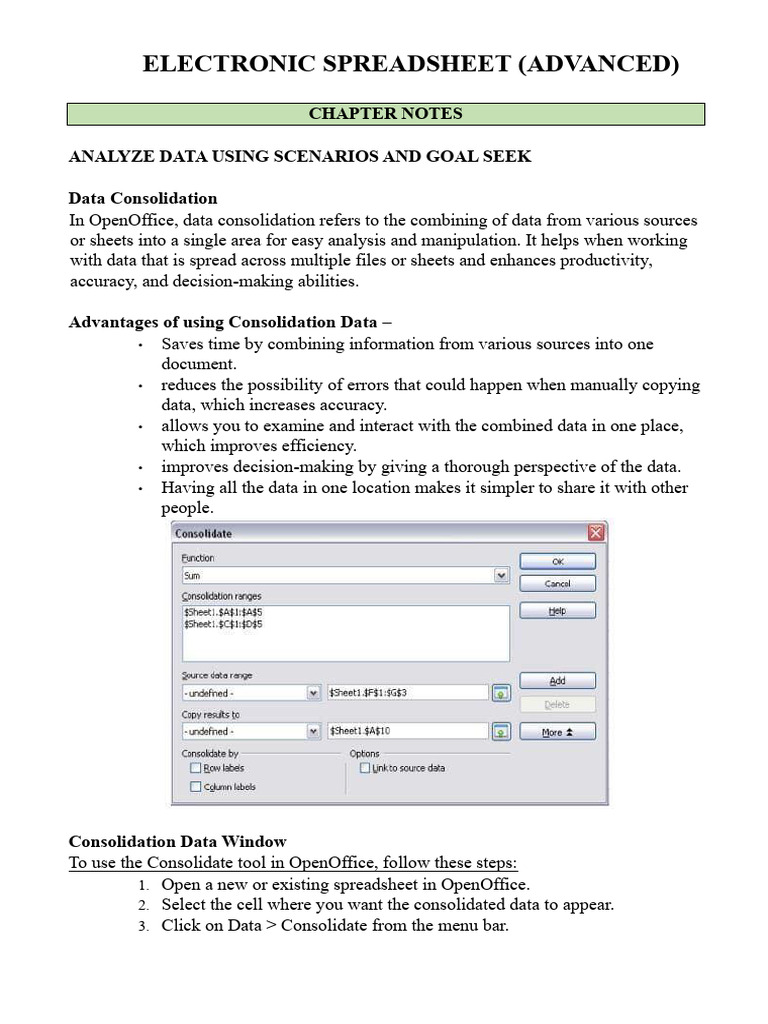 Unit-2 Electronic Spreadsheet -Class 10 Notes | PDF | Spreadsheet ...