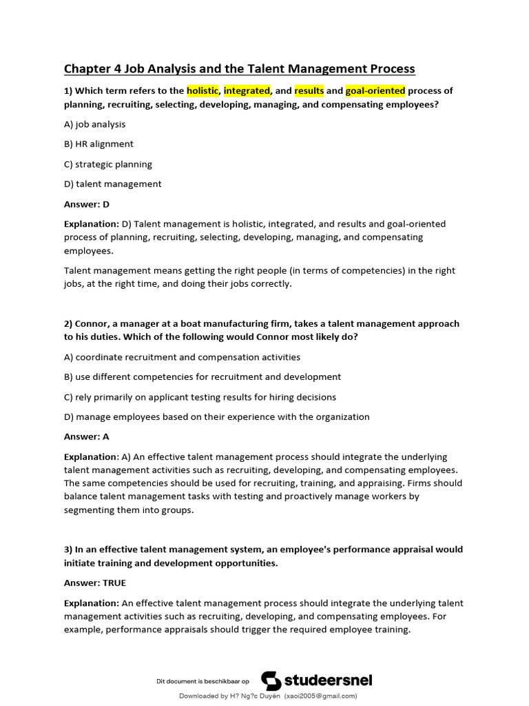 Chapter 4 Job Analysis and The Talent Management Process | PDF | Talent ...