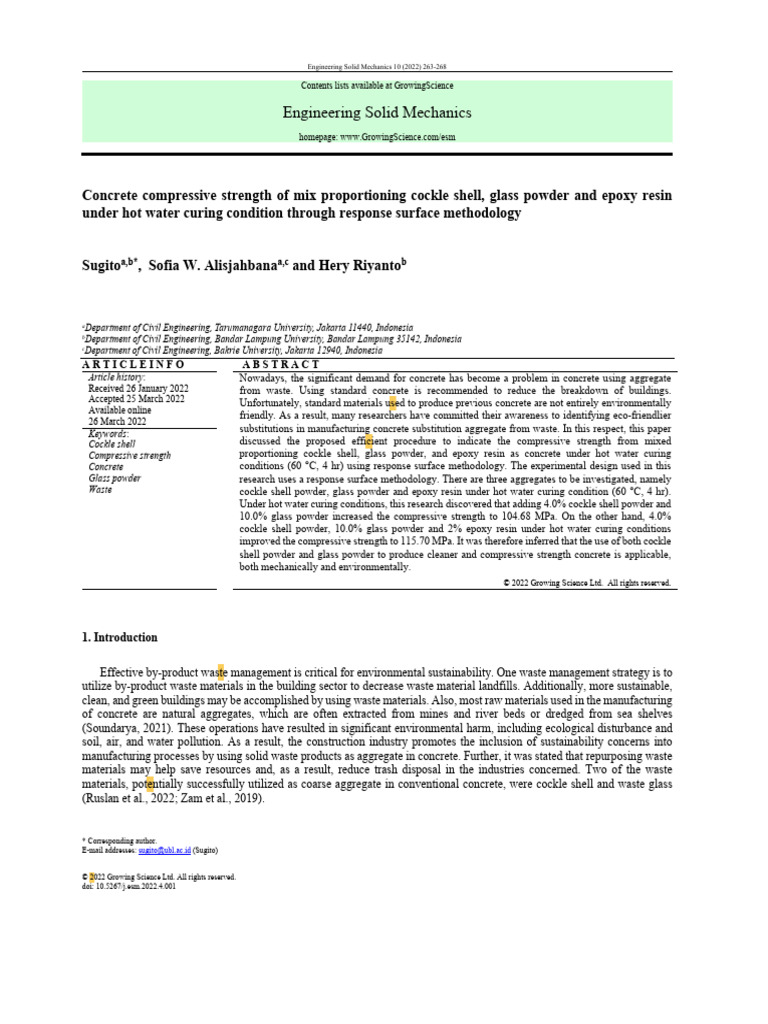 20.concrete Compressive Strength of Mix Proportioning Cockle Shell, Glass Powder and Epoxy Resin ...