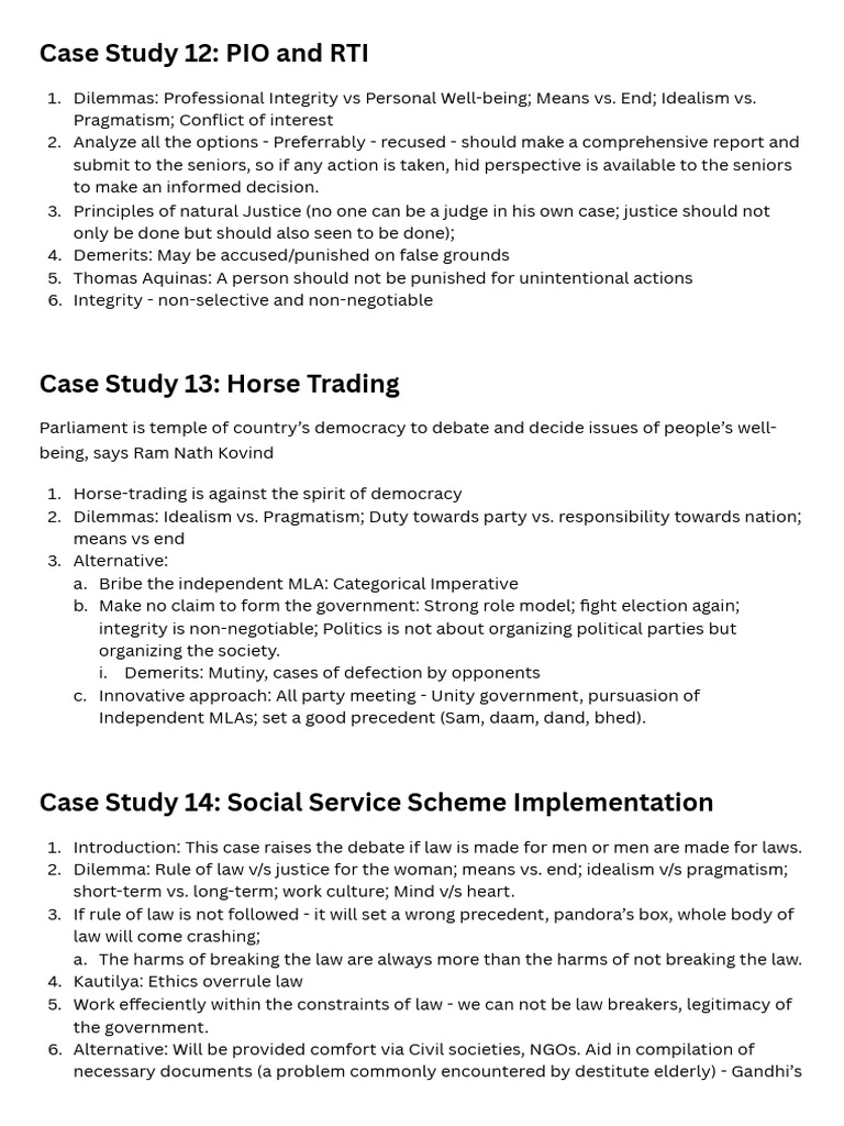 Atul Garg - Ethics Case Studies | PDF | Justice | Crime & Violence